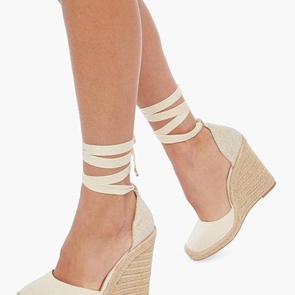 JustFab | Shoes | Womens Cream Espadrille Wedge Shoes | Poshmark